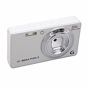 Autofocus Digital Camera, Point and Shoot Flash 56MP 4K 20X Camera High Definition for Travel (Silver)