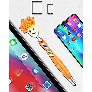 Yarachel Mop Topper Pens - Screen Cleaner Stylus Pens 3-in-1 Stylus Pen Duster Creative Gel Ink Rollerball Pen for School Home Office Stationery Store Kids Girls Gift (6 Colors, 24 Pieces)