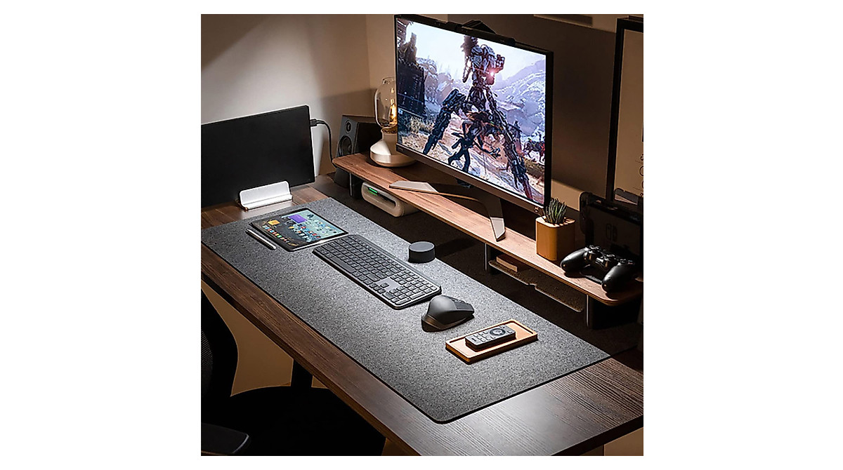 DAWNTREES Large Felt Desk Pad 40x16 Inches for Workspace Protection
