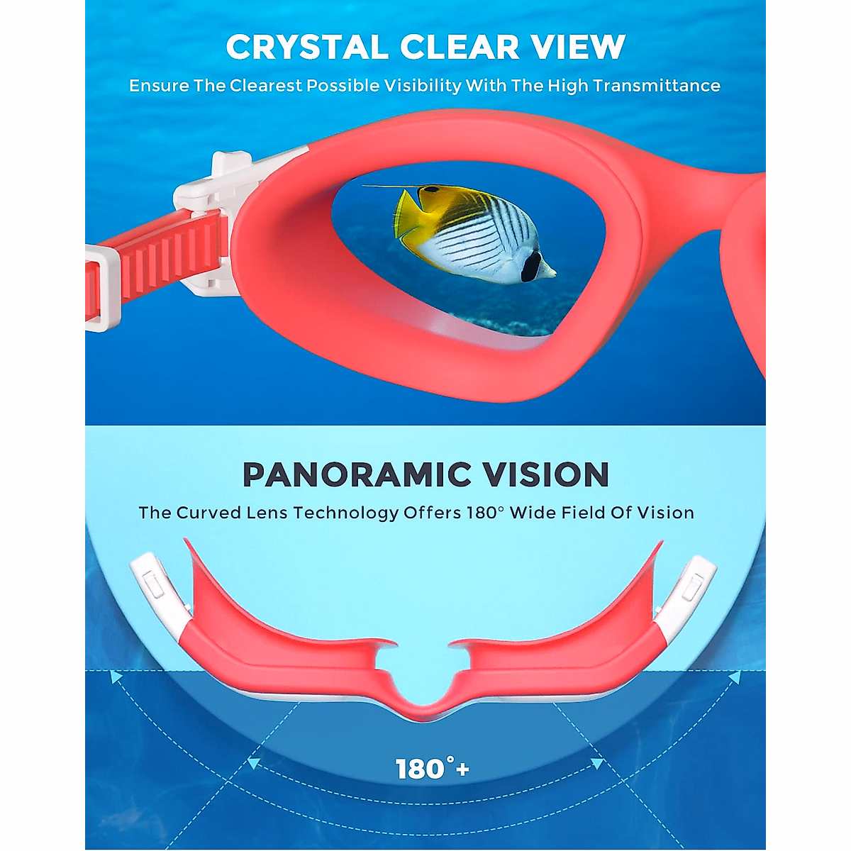 OMID Kids Swim Goggles, P2mini Polarized Swimming Goggles Comfortable for Age 6-14