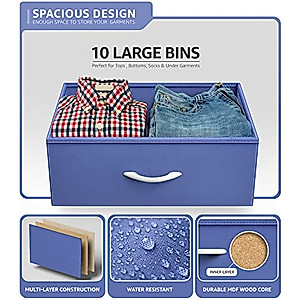 Sorbus Kids Dresser with 10 Drawers - Storage Unit Organizer Chest for Clothes - Bedroom, Kids Room, Nursery, & Closet - Steel Frame, Wood Top & Handles, and Easy Pull Fabric Bins
