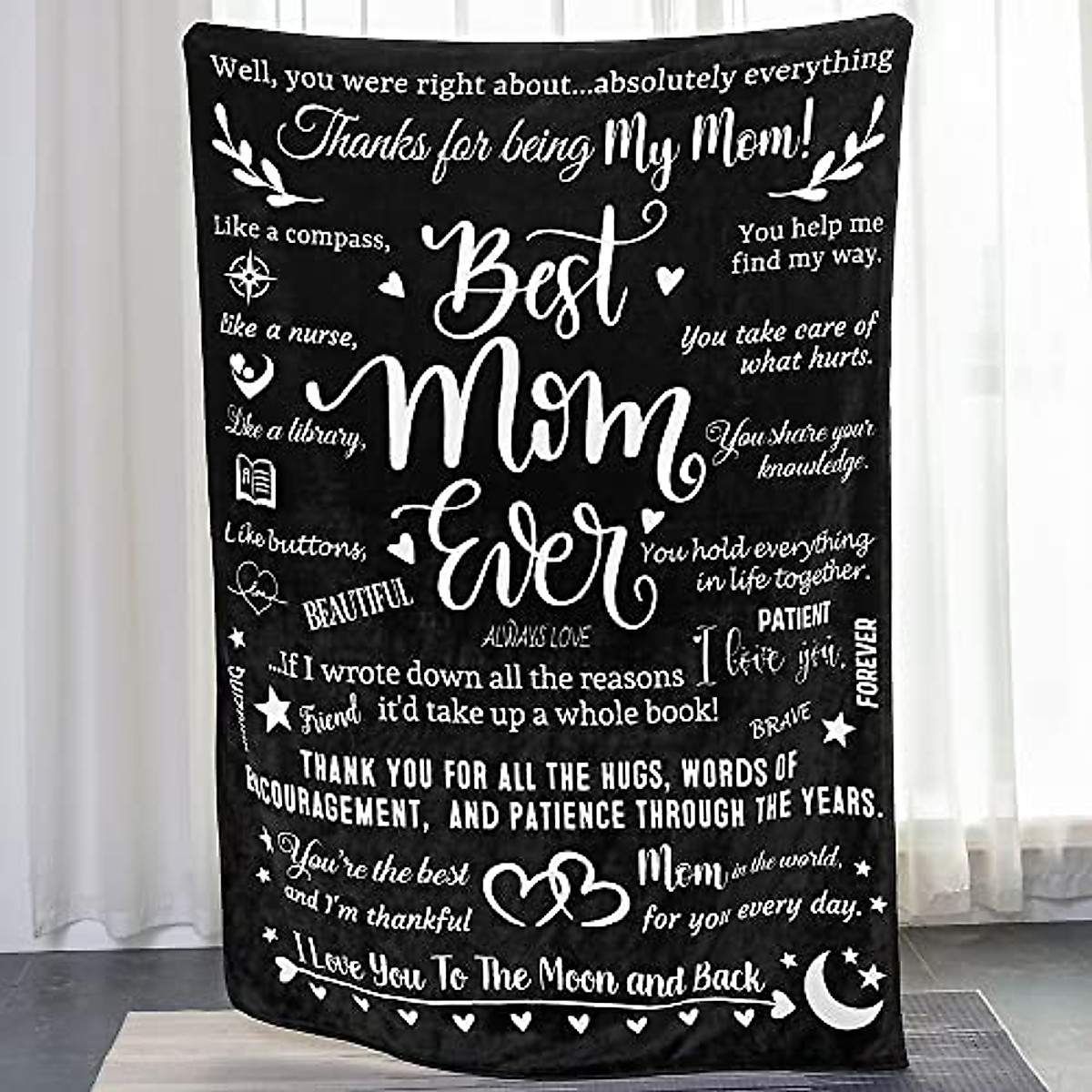 Mom Blankets Gifts for Mothers Day from Daughter Son, Letter Warm Soft Throw Blankets for Mom, Best Mom Ever Blankets, Mom Gifts for Mothers Day, Birthday, Mothers Day Blanket, 50" x 70"
