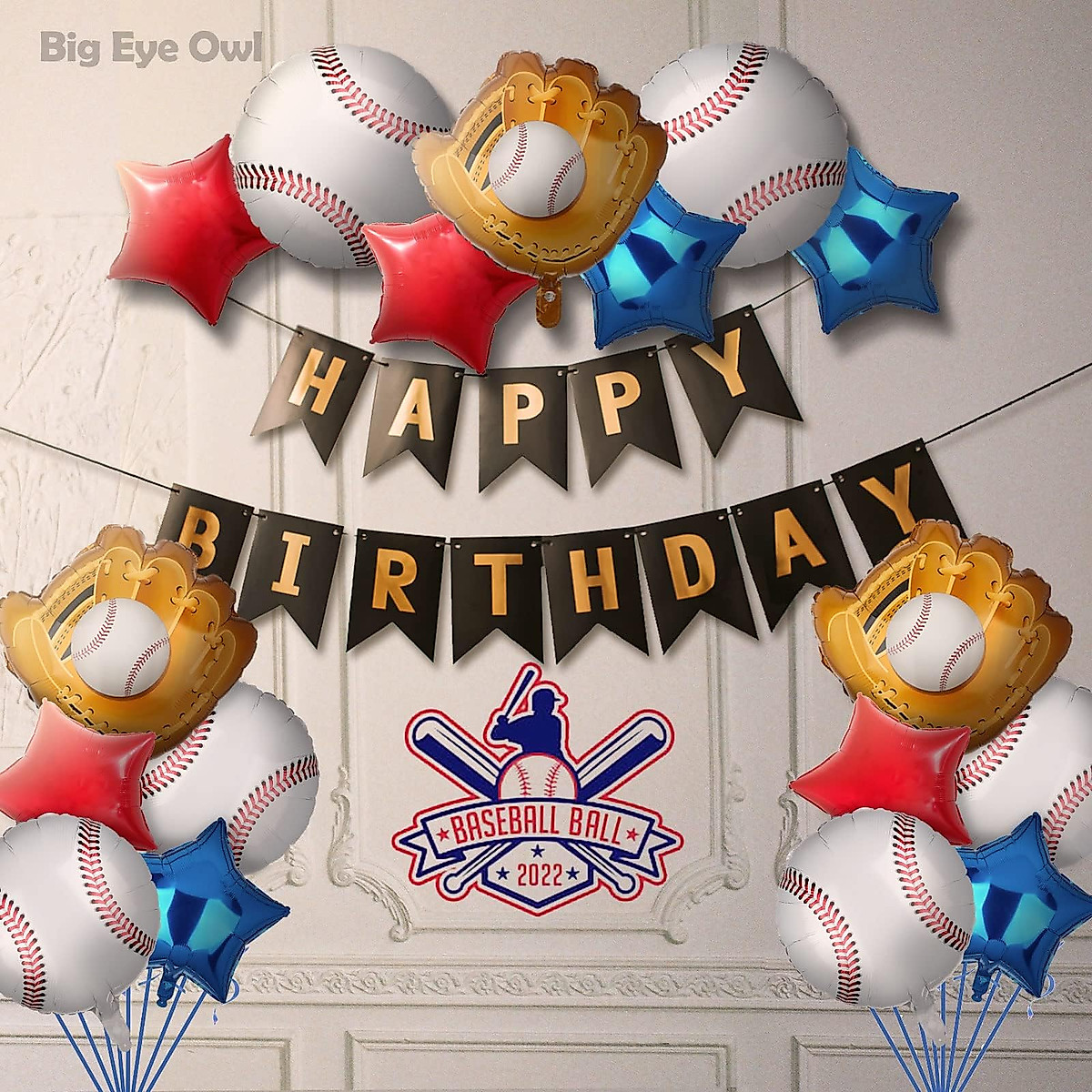 Baseball Birthday Party Foil Balloons Set Decorations Glove Round Baseball Theme Mylar Confetti Balloon Supplies Baby Shower