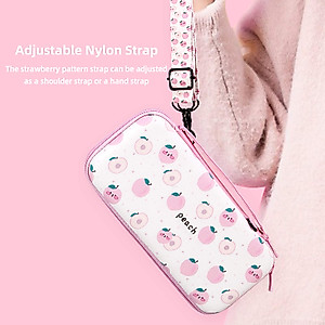 AOLDHYY Niclogi Carry Case for Nintendo Switch, Hard Shell Protective Cover Travel Carrying Bag with 12 Game Card Slots, Inner Storage Bag for Switch Console Controller & Game Accessories, Peach Pattern