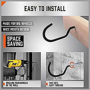 HORUSDY 6 Pack Heavy Duty 6 inches, Capacity 100 LBS, Wall and Bike Hooks for Garage Ceiling