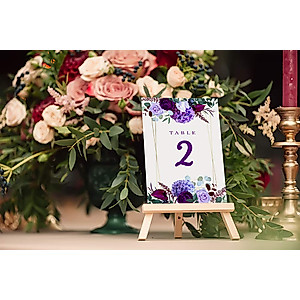 SLS Vision Table Number Cards for Wedding or Other Events. 4x6 Inches, Double-Sided, Numbers 1-25 Plus Head Table Card, Made in USA. Purple Bliss.