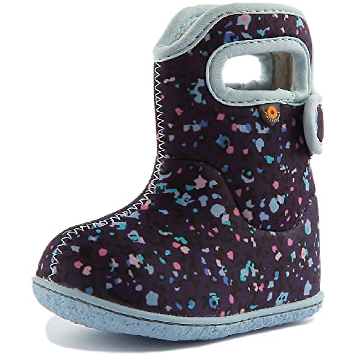 Bogs Baby Rain Boot, Little Textures Print-Purple, 5 US Unisex Infant