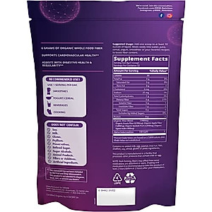 MRM Nutrition Whole Food Organic Fiber | with Enzymes + Prebiotics | Insoluble + Soluble fibers | Digestive Health + Regularity | 6g Fiber per Serving | 32 Servings