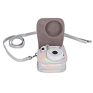 Phetium Instant Camera Case Compatible with Instax Mini 11,PU Leather Bag with Pocket and Adjustable Shoulder Strap (Magic Silver)