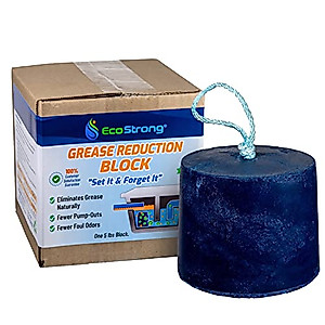 Eco Strong Commercial Grease Trap Treatment | Interceptor Grease Cleaner | Drop In Microbial Block Continually Digests Fats & Eliminate Odors (5 lbs)
