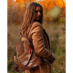 3 Pcs PU Leather Backpack Purse for Women Crossbody Purse Set Women's Crossbody Handbags Soft College Casual Shoulder Bag for Ladies Travel, Brown
