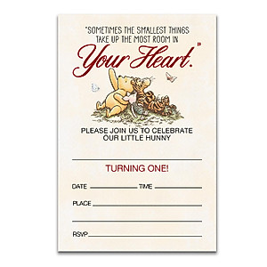 Dolimifa Winnie the Pooh 1st First Birthday Invitations Fill in Style Retro Pooh Bear 1st Birthday Invites, 20 Count With Envelopes