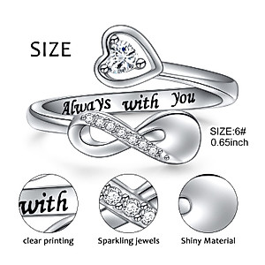 HOOHWE Cremation Ring for Ashes - Sterling Silver Infinity Mini Urn Ring Heart Shape Hold Loved Ones Ashes Always With You Memorial Keepsake Locket Rings for Human/Pet Ash Memorial Jewelry for Women