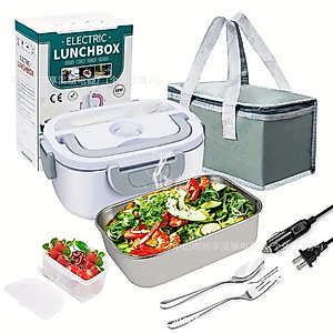 Adult Lunch Box Heating, 60 W Quick Heating Portable Food Heater Set for car Truck Travel, 1.5 L Heated Lunch Box self-Heating Working Food Heater