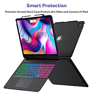 Touchpad Keyboard Case for iPad Pro 12.9 2021 5th Generation/2020 4th-Gen/2018-3rd Gen, iPad Pro 12.9 Case with Touchpad Backlight Function Keyboard (Black)