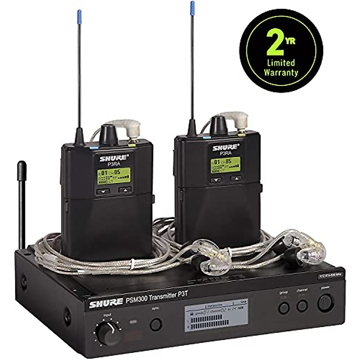 Shure PSM300 P3TRA215TWP Pro Wireless in-Ear Personal Monitor System with SE215-CL Earphones - Twinpack