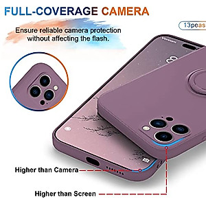 13peas Case for iPhone 14 Pro Max（2022 Released）, Silicone case with Ring 360°rotatable Kickstand Cover Support Magnetic Car Mount，Protective Cover with Strap Lanyard (Purple)