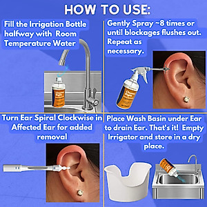 Cleanse Right - Ear Wax Removal Kit- USA MADE Ear Spiral, Cotton Swab Alternative, USA Made, Reusable, Dishwasher Friendly Tips! Wash Basin, Syringe. Cleaner Irrigation Tool to Remove Earwax Blockage