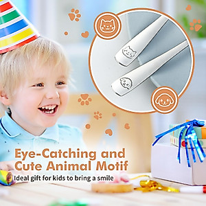 DRKIO Stainless Steel Toddler Utensils Set - 12 Pieces Kids Silverware Set Children Safe Food Grade Small Forks and Spoons Dishwasher Safe Mirror Polished