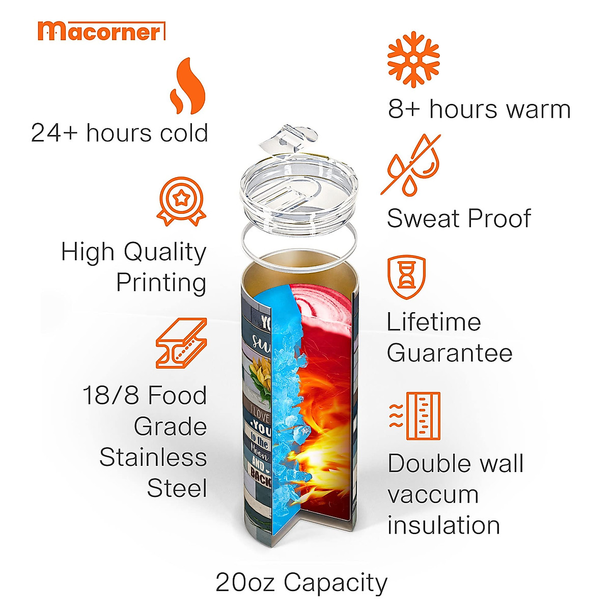 Macorner Gifts For Teenage Girl Daughter - Stainless Steel Sunflower Tumbler Skinny 20oz - Mothers Day Gifts for Daughter & Birthday, Christmas Gifts for Daughter from Mom