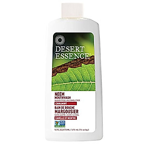 Desert Essence Neem Cinnamint Mouthwash 16 fl oz - Non-GMO, Gluten Free, Vegan, Cruelty Free, Sugar Free, Alcohol Free - Eco-Harvest Tea Tree Oil - Ayurvedic Neem -