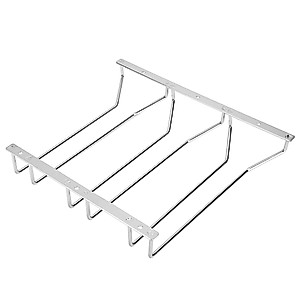 Dianoo Wine Glass Rack Under Cabinet Hanging Wire Stemware Rack Holder With Screws Chrome Finish 27cm 3 Rows
