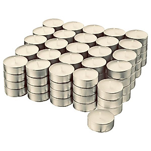 Amari 12g Tea Lights - 100 Pack Tea Light Unscented Candle - Lasts for 3-5 Hours (Yellow)