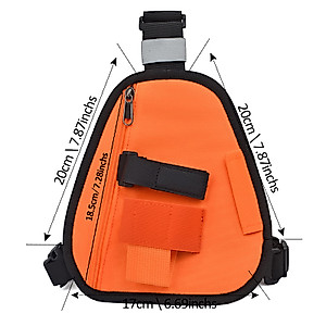 HYS Radio Chest Harness, Adjustable Shoulder Strap with an Adjustable Single Radio Pouch for Motorola Wonxun Kenwood baofeng Icom 2-way Radio (Orange, Large)