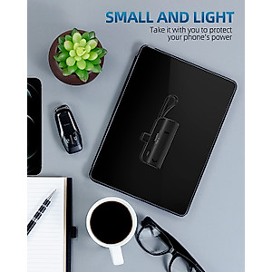 Abnoys Power-Bank-Portable-Charger - 8000mAh Ultra Compact Portable Phone Charger 5V3A Output Battery Pack Built-in Type-C Cable and Cell Phone Holder Compatible with iPhone and Samsung, etc. (Black)