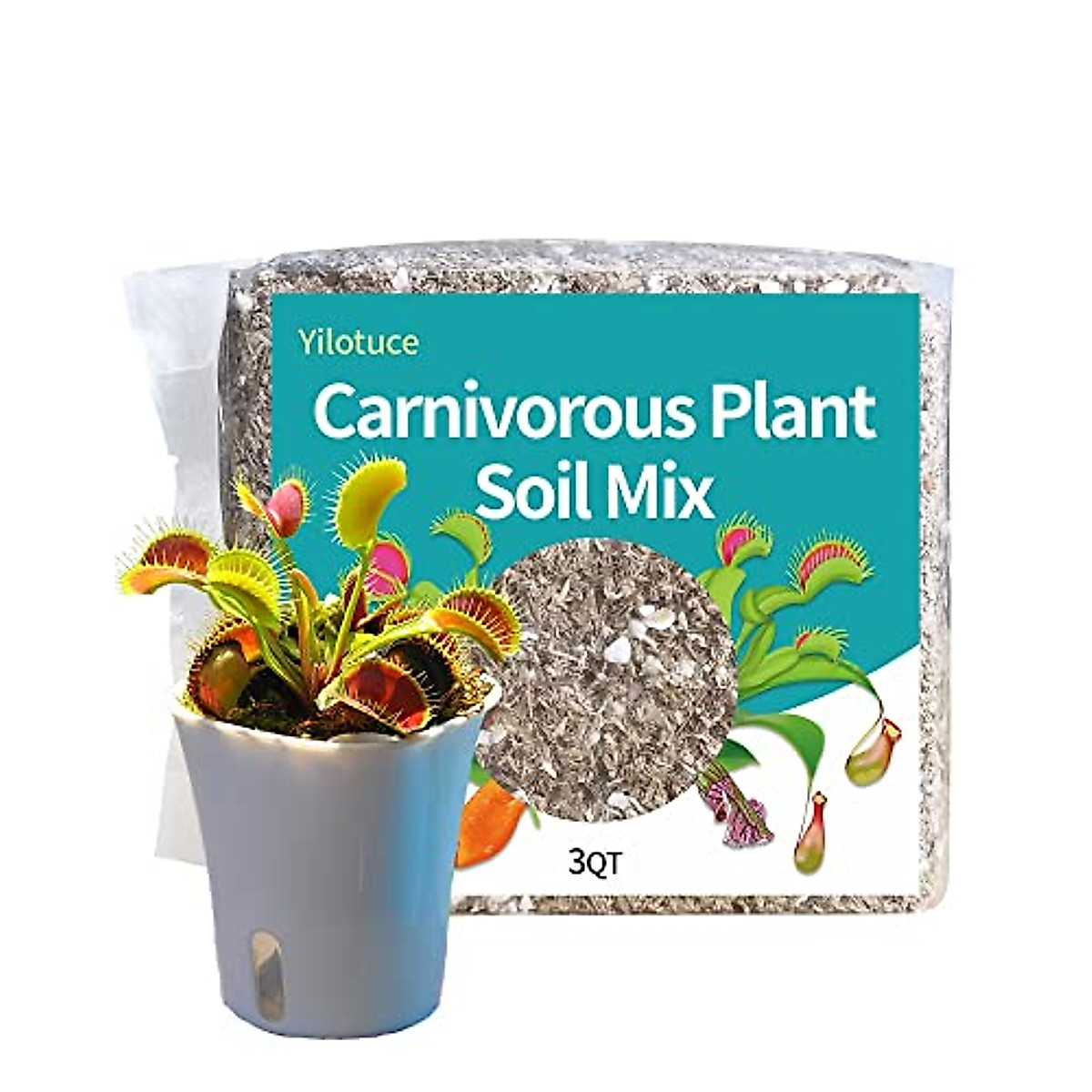 Yilotuce 3 Qts Carnivorous Plant Soil Mix, Great Potting Soil for Venus Fly Trap Live Plant, Pitcher Plants, Sundews and Butterworts