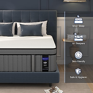 DIFAME California King Size Mattress, Upgrade Strengthen 14 Inch Hybrid California King Mattress in a Box,Mattress Cal King Size with Memory Foam and Independent Pocket Spring,Medium Firm