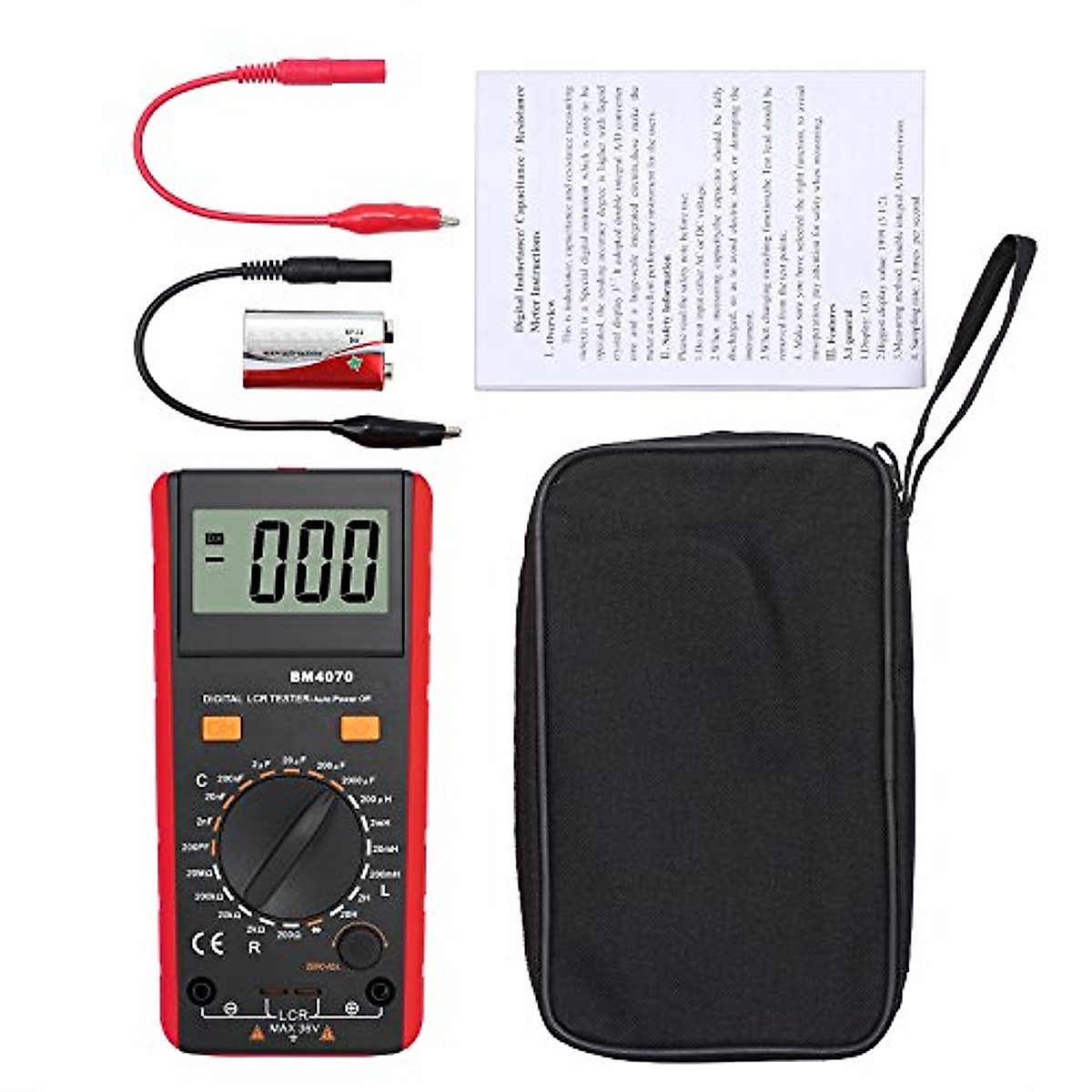 CAMWAY LCR Meter LCD Capacitance Inductance Resistance Tester Measuring Meter Self-Discharge pF nF μF with Overrange Display