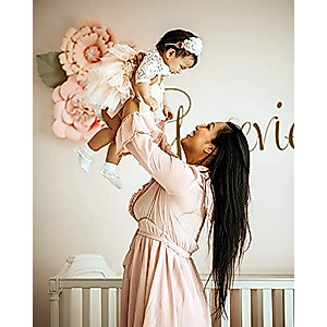 2Bunnies Girl Peony Lace Back A-Line Tiered Tutu Tulle Flower Girl Dress (Pink 3/4 Sleeve Short, 12Months)