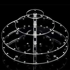 YestBuy Acrylic Cake Pop Display Stand, 30 Hole Clear Acrylic Lollipop Holder, 3 Tiered Round Candy Holder for Weddings, Birthday Parties, Anniversaries Gift, Halloween Candy Decorative (Clear)