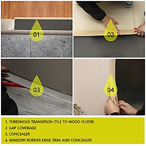 DAILISEN Self Adhesive Vinyl Flat Floor Transition Trim Strip,Wood Floor Gap Cover Strips,for Laminate,Wood to Vinyl,Door,Floor Gap Cover and Joining.Wood Grain,78.7in L x 1.57in W, Grey