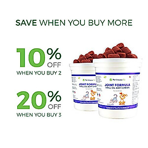 Pet Vitamin Co - Hip & Joint Health Krill Oil Soft Chews for Dogs & Cats - Rich in Omega 3, 6 & Antioxidants - Benefits Hip & Joints, Skin & Coat - Reduce Shedding & Itching - Made in USA