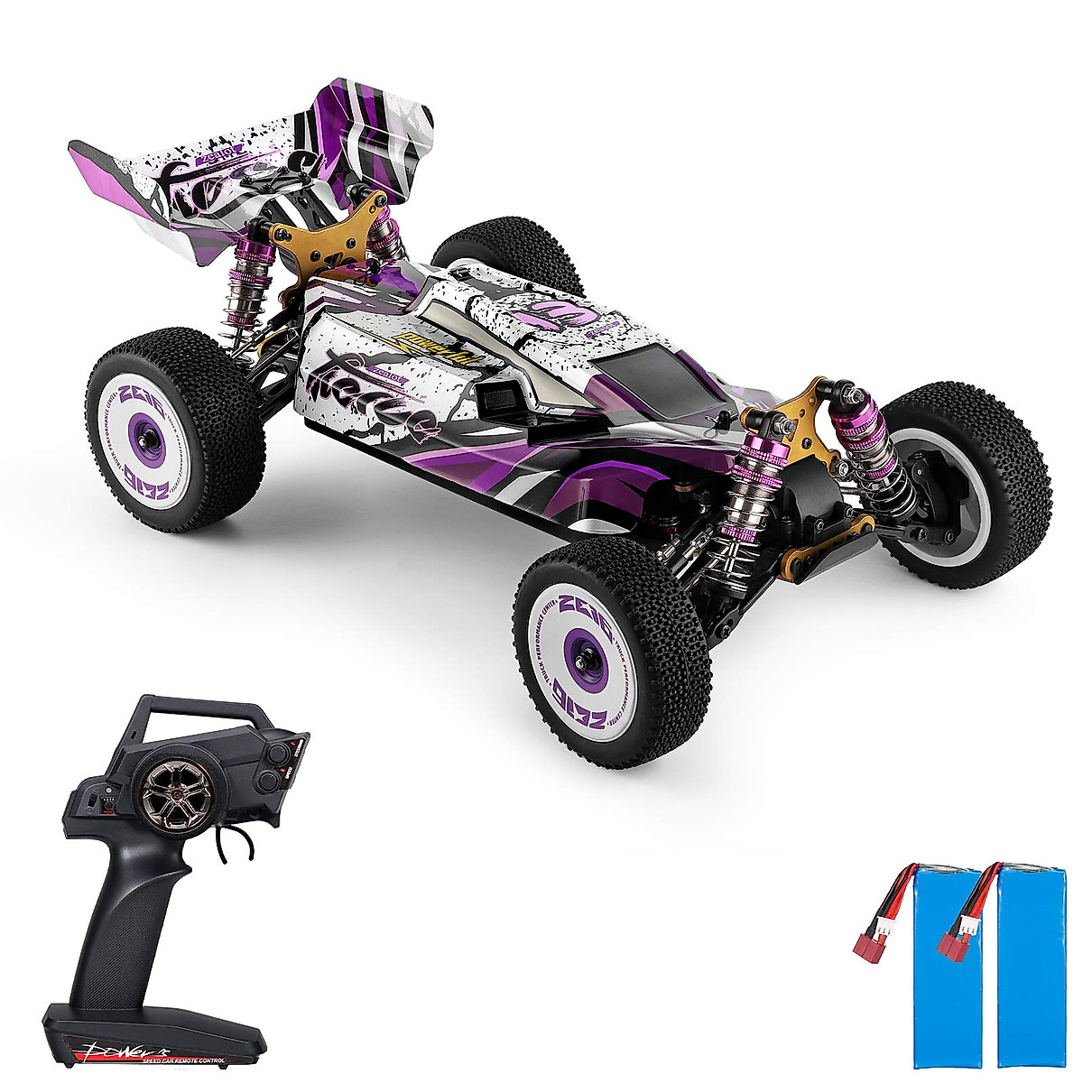 GoolRC WLtoys 124019 RC Car,1/12 Scale 2.4GHz Remote Control Car,4WD 60km/h High Speed Racing Car,Off-Road Buggy Drift Car RTR with Aluminum Alloy Chassis,Zinc Alloy Gear and 2 Batteries