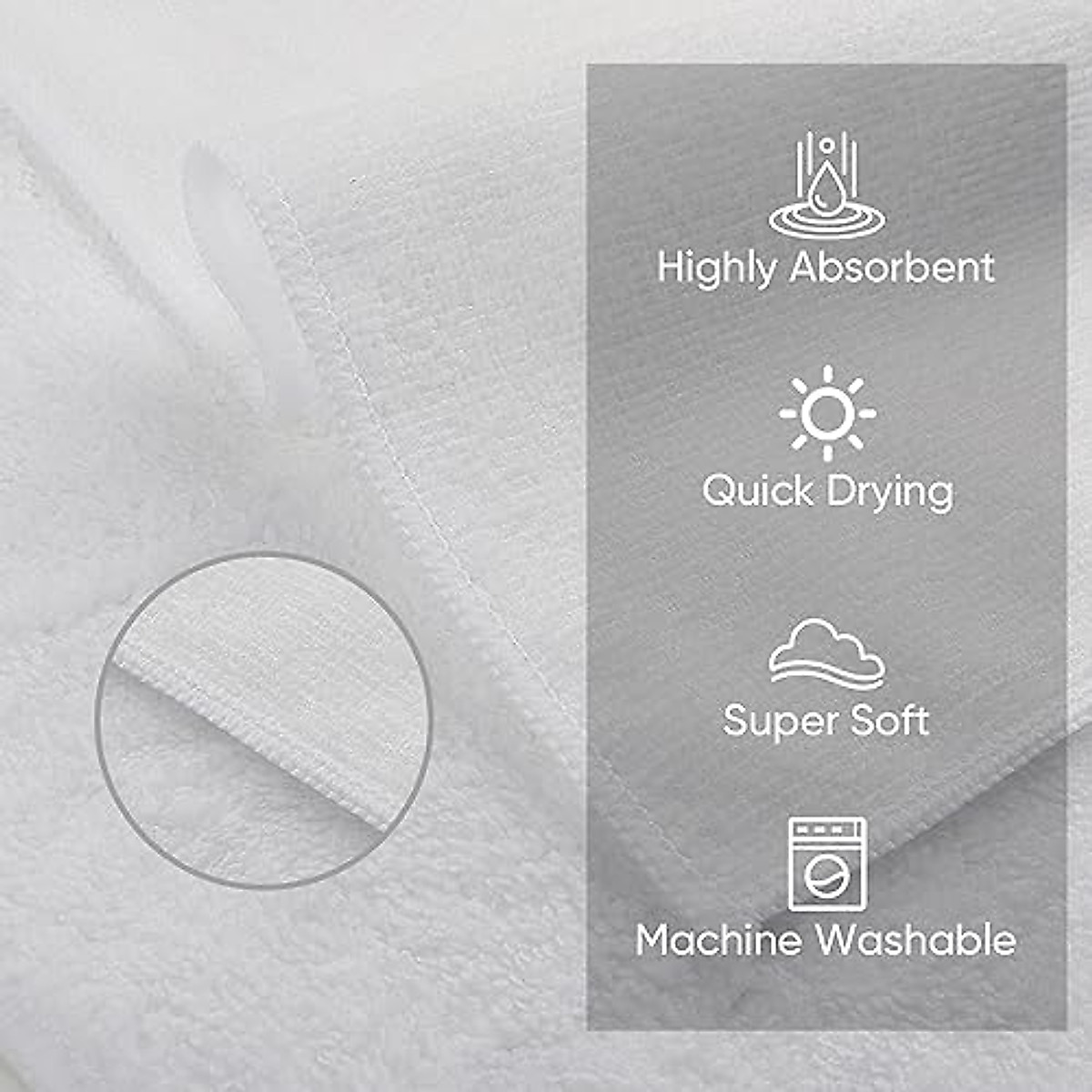 HOMEXCEL Microfiber Washcloths 50 Pack, Highly Absorbent and Soft Face Towel, Multi-Purpose White Wash Cloths for Bathroom, Hotel, Spa, Gym, and Kitchen, 12x12 Inch