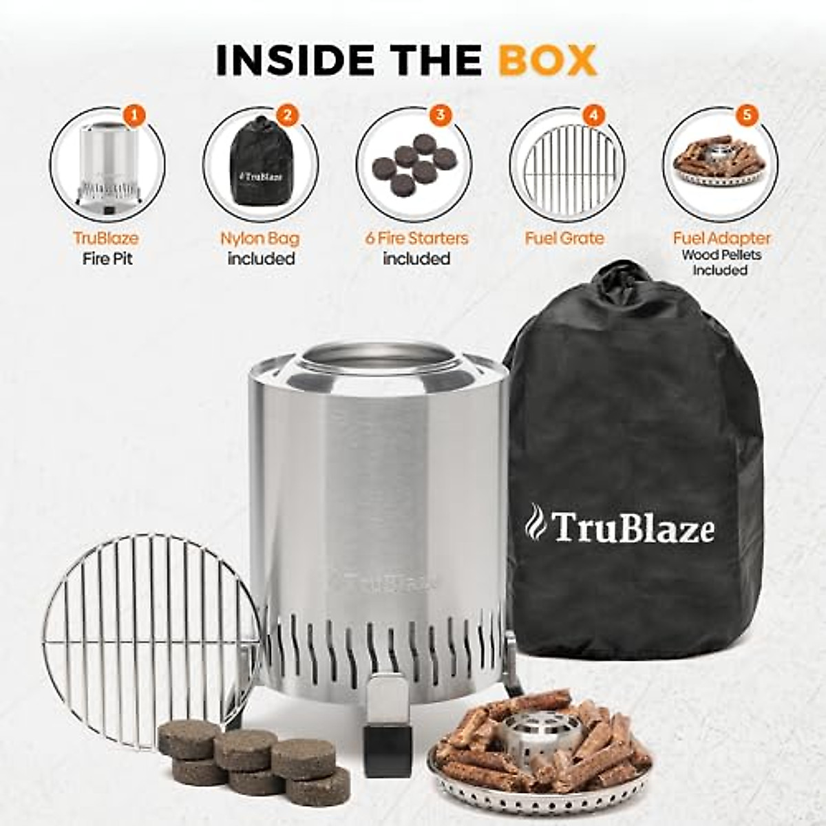 Tabletop Fire Pit with Stand, Mini Outdoor Smokeless Firepit, for Backyard, Patio, or Camping, Travel Bag, (6) Firestarters, & Wood Pellets Included