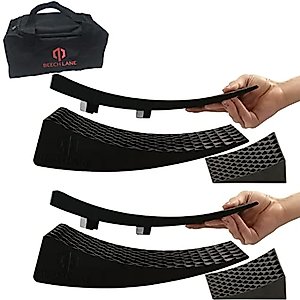 Beech Lane Stackable Camper RV Leveler, Patent Pending Stacking Feature, Fits All Dual Axle Campers Without Cutting, Reduces Steep Curve for Easier Fine Tuning (12" Length- 2 Pack with Carrying Bag)