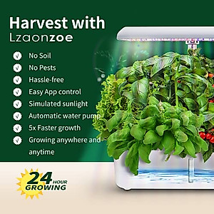 Hydroponics Growing System Indoor Garden, Indoor Gardening System with 14 Pods, WiFi Indoor Herb Garden, Herb Garden Kit Indoor with Grow Light, Adjustable Height Up to 20", Auto Pump, 5L Water Tank