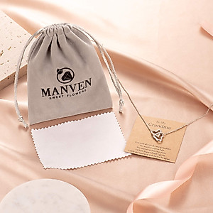 MANVEN Christmas Gifts for Grandma Birthday Necklace Nana Gigi Grandmother from Granddaughter Interlocking Heart Necklace