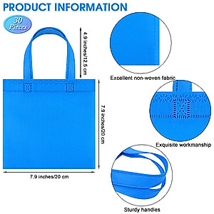 MIMIND 30 Packs Non-woven Party Gift Bags Reusable Goodie Bags 7.9×7.9 Inch Colorful Tote Treat Bag with Handles Rainbow cloth bags for Wedding Birthday