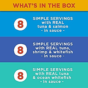 Meow Mix Simple Servings Wet Cat Food, Seafood Variety Pack, 1.3 Ounce Cup (Pack of 24)