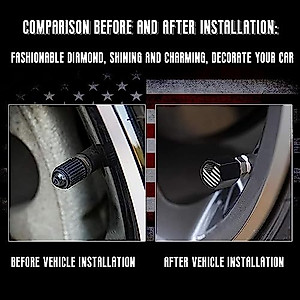 Truck Car Bullet Antenna with Valve Stem Caps Mast for GM Chevy Silverado 1500 2500 3500 HD Ford F150 F250 F350 Denali Heavy Pickup Jeep AM/FM Truck Accessories (Matte Black)-America Flag