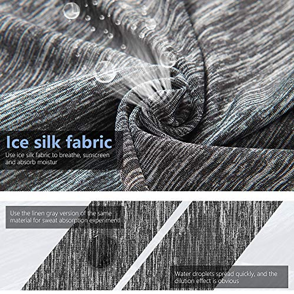 Ice Silk Cooling Face Scarf for Dust Outdoors,Buff Face Mask Fishing Balaclava Bandana with 2 Ice Silk Sleeves, Set of 3(Black)