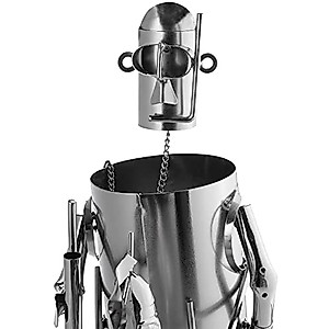 BRUBAKER Wine Bottle Holder Spearfishing, Scuba Diver with Speargun - Metal Sculpture - Wine Rack Decor - Tabletop - with Greeting Card