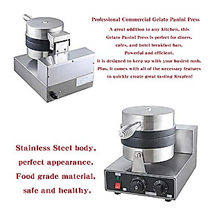 Kolice Commercial Gelato Panini Press Machine, Donut Ice Cream Dessert Italy Ice Cream Sandwich Press Machine, Commercial Krapfen Warmer, Gelato Panini Press
