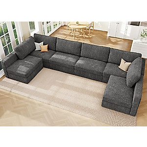 HONBAY Oversized Modular Sectional Sofa with Storage Seats, Reversible Sectional Couch with Removable Covers, Modular Sectional Couch for Living Room, Dark Gray