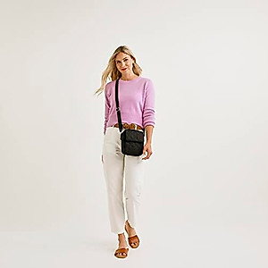 Vera Bradley Women's Performance Twill Small Crossbody Purse, Black, One Size